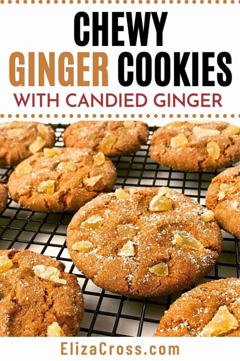 Chewy Ginger Cookies with Crystalized Ginger - Eliza Cross