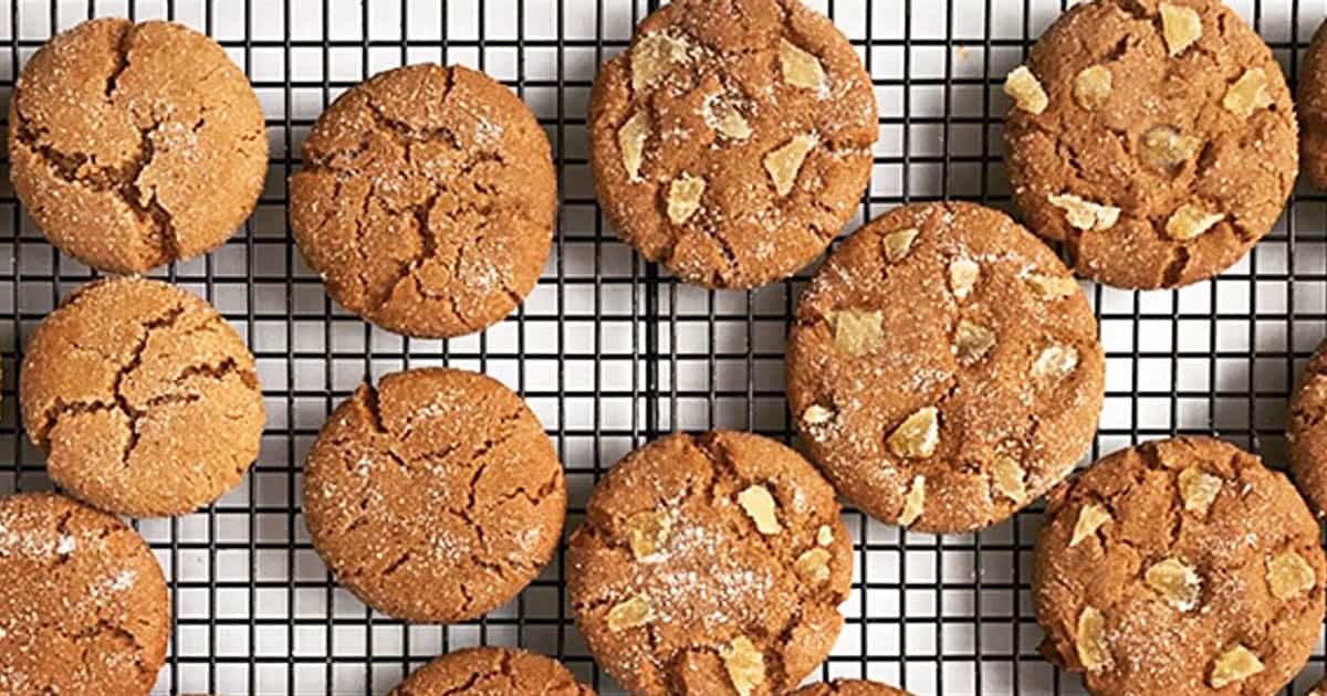 Chewy Ginger Cookies with Crystalized Ginger - Eliza Cross